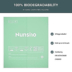 Nunsino Hanging Kitchen Compost Bin 8 Liter / 2.1 Gallon Includes 30 Compostable Bags, Trash Can with Removable Inner Bucket, Stainless Steel, Airtight Lid, Silver