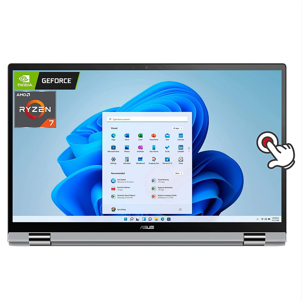 ASUS ZenBook 15.6” 2-in-1 Touchscreen Slim Laptop AMD Ryzen 7 5700U(Beat i7-1180G7) NVIDIA GeForce MX450 Backlit KB Harman/kardon Alexa Built in w/Mouse Pad (8GB RAM | 1TB SSD)