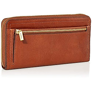 Fossil Women's Logan Leather RFID-Blocking Zip Around Clutch Wallet with Wristlet Strap