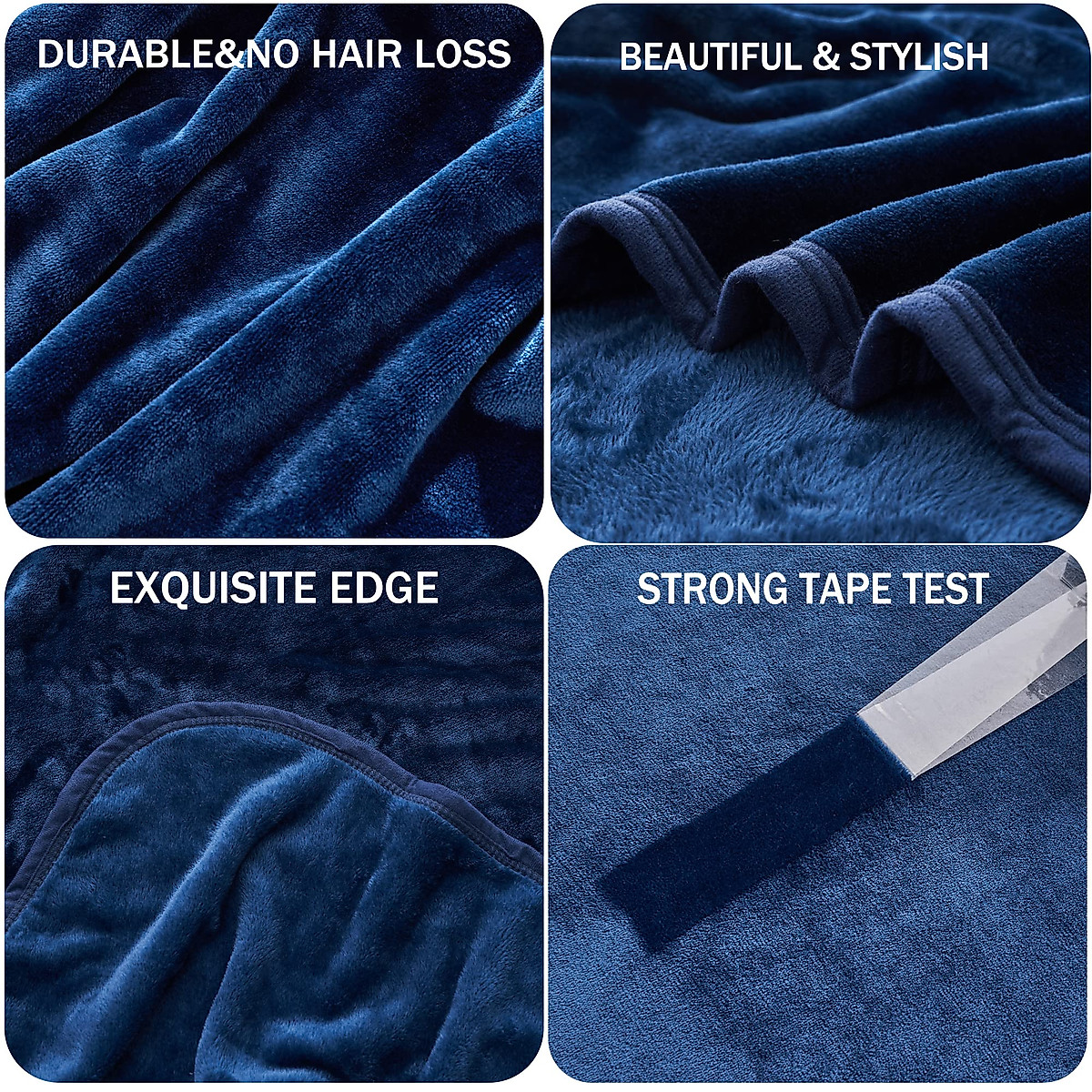 ELNIDO QUEEN Fleece Throw Blanket for Couch Navy Blue - 330GSM Lightweight Fuzzy Cozy Soft and Cooling Blankets for Sofa, Bed, 50x60 inches