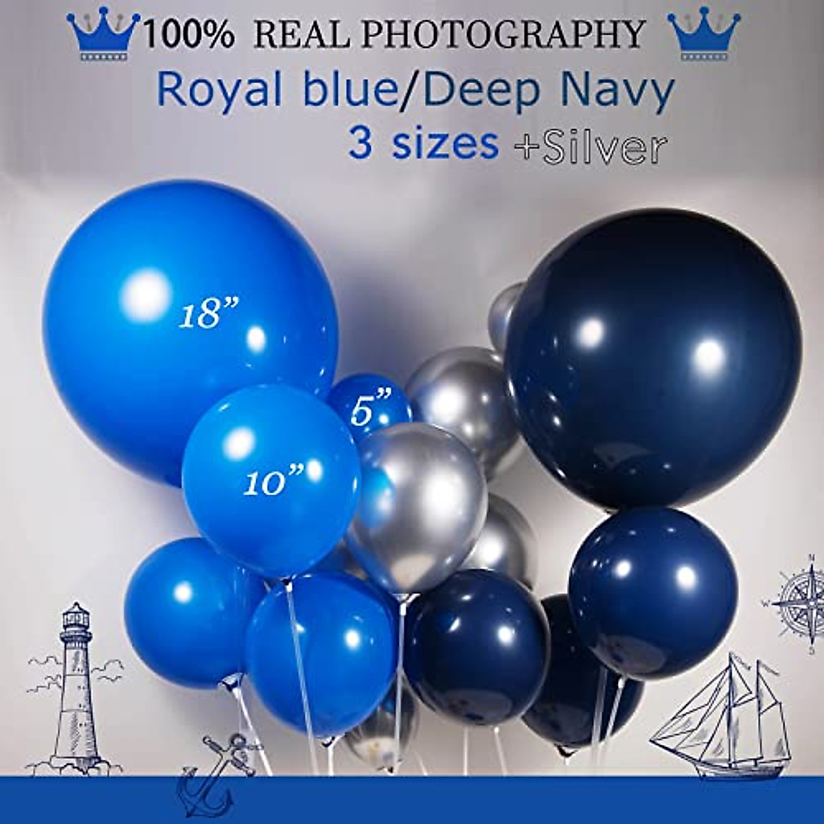 Navy Royal blue Silver balloon Garland Kit 160 PCS dark blue Balloons Arch for boy birthday decorations 50th Men Bithday supplies