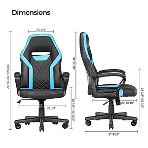 EUREKA ERGONOMIC Computer Gaming Chair, Game Chair Computer Desk Chair with Headrest,Lumbar Support Height Adjustable, E-Sports Sillas Gamer Chairs for Adults, Blue