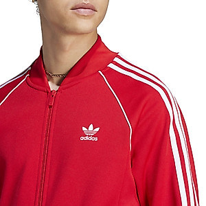 adidas Originals Men's Adicolor Classics Superstar Track Top, Better Scarlet/White, Medium