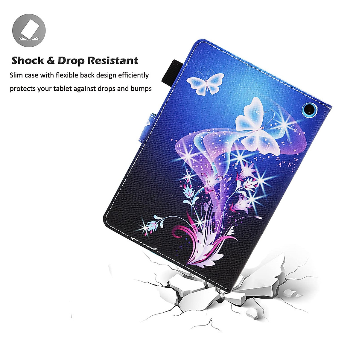 Viclowlpfe Amazon Kindle Fire HD 10 and Fire HD 10 Plus Tablet Case (Compatible with 11th Generation 2021 Release), Slim Fit Leather Stand Smart Cover with Auto Sleep/Wake, 01 Butterfly Flower