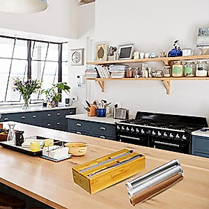 Convenian 2 in 1 Bamboo Foil and Plastic Wrap Organizer, Plastic Wrap Dispenser with Cutter, Compatible with 12" Roll for Plastic Wrap, Wax Paper, and Aluminum Foil Organization and Storage