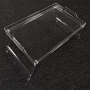 Clear Bed Table Tray with laptops and Phone Holder for Reading,Eating Breakfast in Bed Tray with Folding Legs