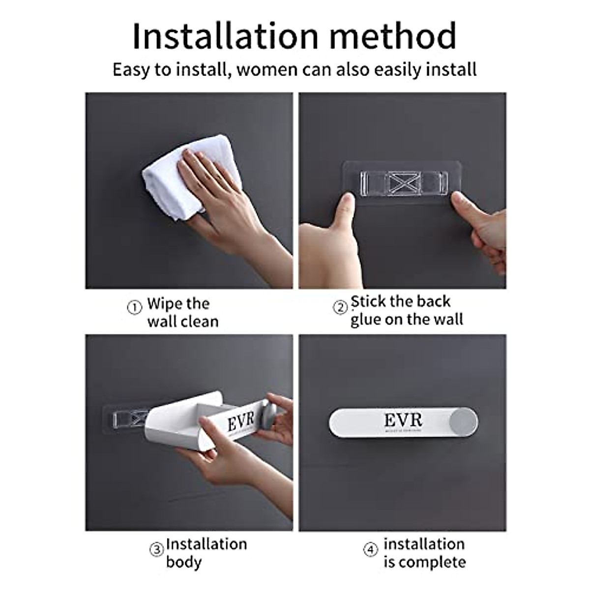 Mini Plastic Bathroom Storage Shelf Wall-Mounted Hairdryer Holder Rack, White (MA4025)