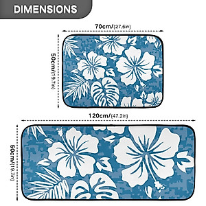 J JOYSAY Aloha Hawaiian Floral Kitchen Rugs and Mat 2 Pieces Set Cushioned Anti Fatigue Kitchen Mat Non Slip Floor Rug Washable Farmhouse Decor for Kitchen Floor Home Office Laundry