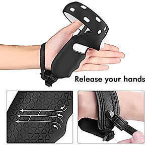 Controller Grips Cover for Oculus Quest 2, Anti-Leakage Silicone Face Cover for Oculus Quest 2, with Lens Protective Cover and VR Shell, Accessories Set 4-in-1 for Oculus Quest 2 (for Quest 2, Black)