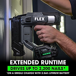 FLEX 24V Brushless Cordless 18 Gauge 5/8-inch to 2-1/8-inch Brad Nailer Kit with 2.5Ah Lithium Battery and 160W Fast Charger - FX4331-1A