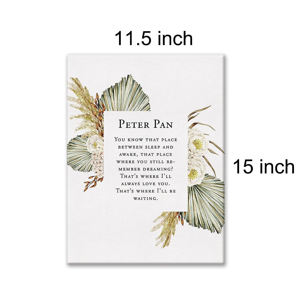 LEXSIVO Peter Pan Quote Flowers Print Canvas Wall Art Home Decor You Know That Place Between Sleep and Awake Painting 12x15 Canvas Poster Framed Ready to Hang