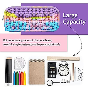 XNMOA Pop Pencil Case,Popping Fidget Toy Pencil Bag ,Push Bubble Silicone Sensory Toy Cute School Supplies,Large Capacity Pop Sensory Pencil Box For Teen Girls Office Pen Case Women