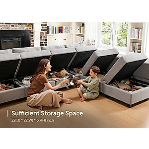 HONBAY Modular Sectional Sofa with Storage Modular Couch with Chaise for Living Room Convertible 9 Seater Sectional Couch Light Grey