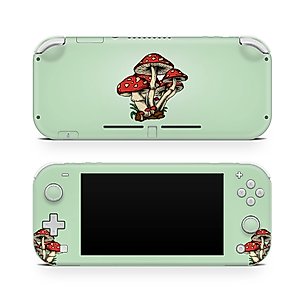 Tacky Design Mushroom Decal Skin Compatible with Nintendo Switch Lite Skin Wrap, Kawaii Skin for Nintendo Switch Lite Cover, Premium Vinyl 3M Full Wrap Decal.