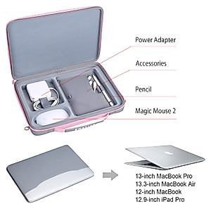 Smatree Hard Shell Carrying Case Compatible for 14 inch MacBook Pro 2024/2023 A2918/A2992/A2779,13 inch MacBook Air 2024/2022 A3313/A2681,13 inch iPad Pro M4 2024, Laptop and Tablet Shoulder Bag(Pink)