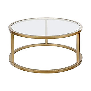 Parker 35'' Wide Round Coffee Table in Brass