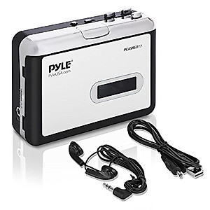 2-in-1 Cassette-to-MP3 Converter Player Recorder - Portable Battery Powered Tape Audio Digitizer, USB Walkman Cassette Player with Manual/Auto Record, 3.5mm Audio Jack, Headphones, Power Cable - Pyle