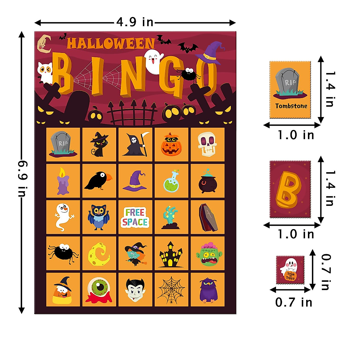 KIMOBER Halloween Bingo Game Cards,32 Players Halloween Party Games for School Classroom Family Activities