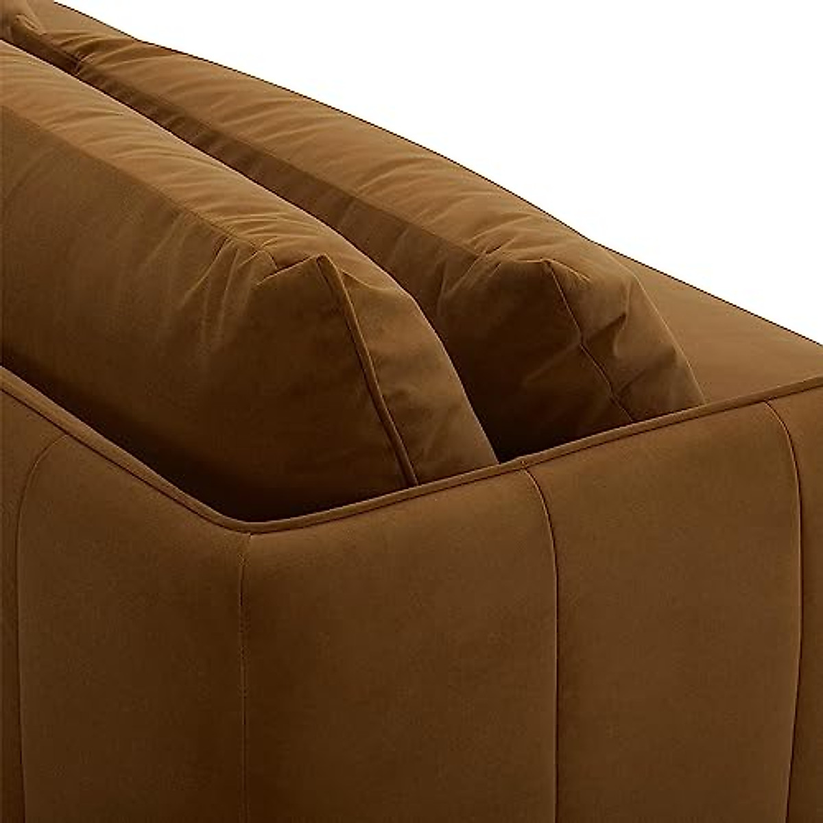 KISLOT 84 Inch Velvet Sofa Upholstered Modern Couch 3-Seat for Living Room, 85'', Ochre Brown