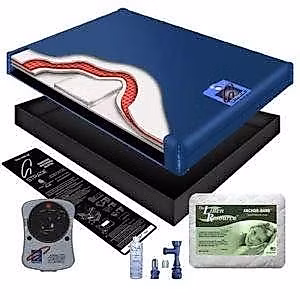 Waterbed 95% Waveless Hardside (for use with a Wood Frame) Mattress Better Bundle - Queen Includes Liner, Mattress Pad, Heater & Fill & Drain Kit