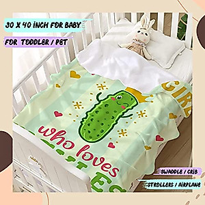 ARTBLANKET Just A Girl Who Loves Pickles Throw Blanket Fannel Fleece Microfiber Plush Bed Blanket Super Soft Blanket for All Season Bed Couch Sofa 80x60 in for Adult