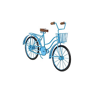 Deco 79 Metal Bike Sculpture with Wood Accents, 18" x 4" x 11", Blue