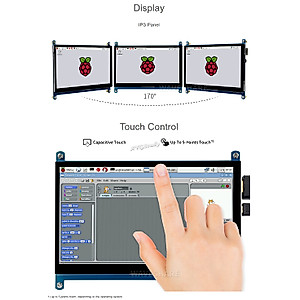 7inch HDMI LCD (C), HDMI Interface Raspbian LCD 1024 * 600 Capacitive Touch Screen Display Mini PC Supports Raspberry Pi 4 3 2 Model B B+ A+ & BeagleBone Black & Banana Pi/Pro @XYGStudy