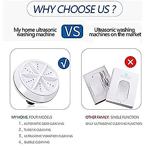 3 in 1 Mini Washing Machine, Ultrasonic Turbine Sterilization Washer, USB Cable Portable Washing Machine, Convenient for Camping Travel Business Trip (Black)