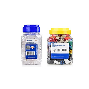 Cable Matters 100-Pack Cat 6 Pass Through RJ45 Connectors (Cat6 Connector / RJ45 Modular Plugs) for Solid or Stranded UTP Ethernet Cable & 8-Color 200-Pack RJ45 Strain Relief Boots, RJ45 Boot, Cat6