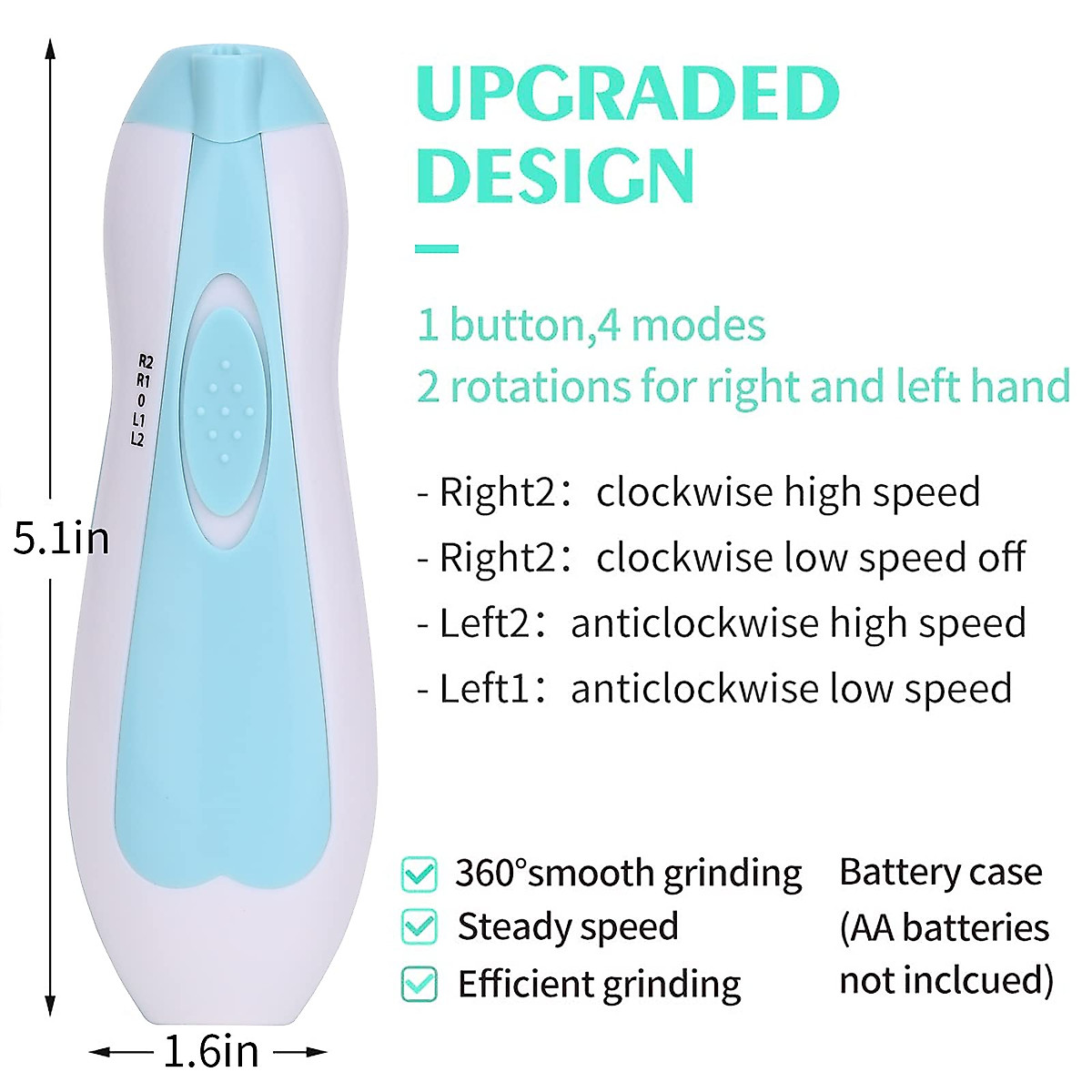 Baby Nail Clipper,Electric Baby Nail Trimmer,Toes Fingernails Care Trimmer with LED Light for Newborn,Kids and Adults(Blue)