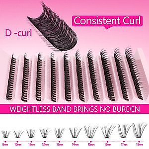 DIY Lash Extension Kit Individual Eyelash Extension Kit D Curl Cluster Lashes Individual Eyelashes with Waterproof Lash Bond and Seal Glue, Professional Eyelash Tweezers DIY at Home, Lash Kit for Beginners (40P-D-8-18MM)
