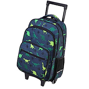 VASCHY Rolling Backpack Kids, 17in Water Resistant Large Bookbag Carry-on Travel Trip Bag with Wheels for Boys Girls Green