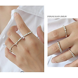 925 Sterling Silver Rings Anxiety Fidget Rings For Women Anti Anxiety Ring, Spinner Rings With Anti Worry Beads Stress Relief Thumb Ring For Men Women (6)