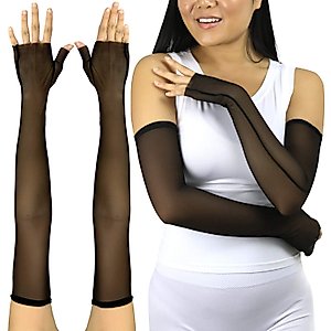 ToBeInStyle Women's Mesh Fingerless Gloves - One Size - Black
