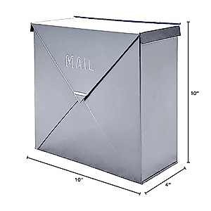 NACH Mailboxes for Outside Wall Mount, 10 x 10 x 4 inch Silver Mail Boxes for House Outside, Waterproof Mailboxes for Outside - Chicago Style Mail Box