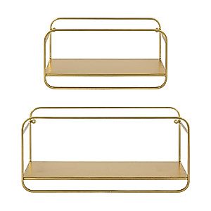 Kate and Laurel Emerline Midcentury Shelf Set, Set of 2, Gold, Decorative Modern Shelves for Storage and Display