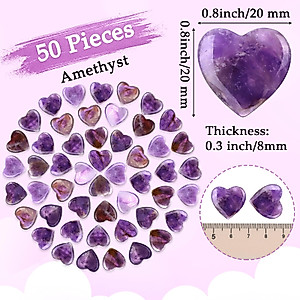 Gerrii 50 Pcs Heart Healing Stone Bulk Quartz Heart Inspirational Stones Gift for Women Love Pocket Polished Natural Energy Balancing Meditation 0.8 Inch(Purple)