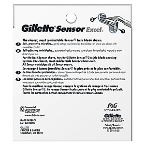 Gillette Sensor Excel Men's Razor Blade Refills, 10 Count
