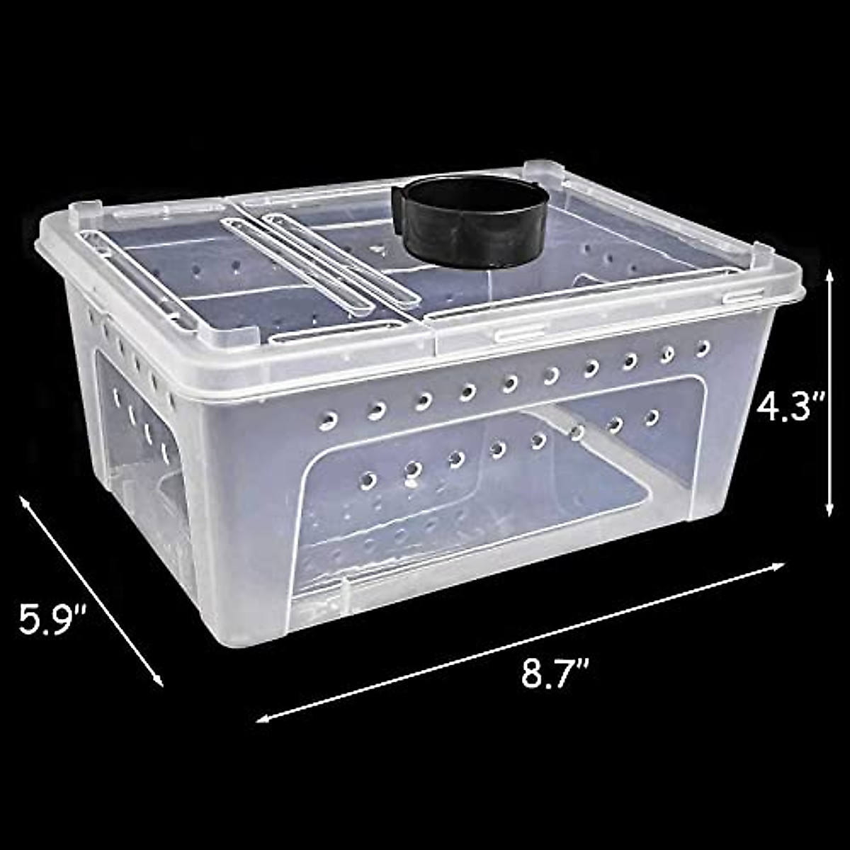 kathson 2PCS Reptile Feeding Box Portable Small Snake Terrarium Habitat Mini Pet Breeding Cage Hatching Container Transparent Gecko Houses for Small Frog Tarantula Spider Scorpion (White)