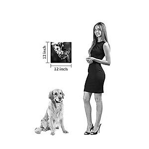 Giraffe Canvas Wall Art Painting: Animal Mama and Baby Kiss Artwork Prints for Decor (12”x12”)