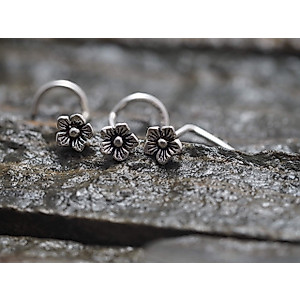 18,20 gauge Cherry Blossom Flower Nose Stud,Flower Nose Stud sterling silver/nose screw, Body Piercing Jewelry, Silver Nose ring (18g L Bend)