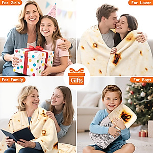 CASOFU Burritos Tortilla Blanket, Double Sided Giant Flour Tortilla Throw Blanket, Novelty Tortilla Blanket for Your Family, 285 GSM Soft and Comfortable Flannel Taco Blanket. (Beige, 71 inches)