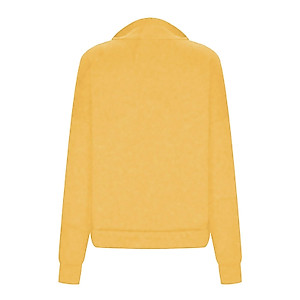 target online shopping sweatshirt for women plus size Sweatshirts for Women Fleece Half Zip Pullover with Front Pocket Fall Teen Girl Preppy Sweatshirts Puff Sleeve Pullover Yellow L