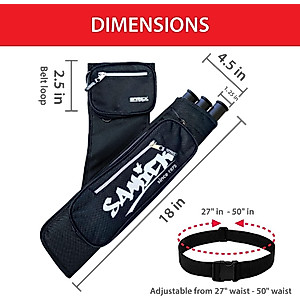SAMICK SPORTS Archery Arrow Quiver - Adjustable Waist Hanged Quiver with 3 Removable Tubes & Pockets for Archery Arrows Case & Equipment - Ideal for Hunting & Target Practice - Right Handed Only