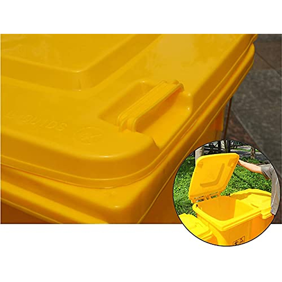 LZQBD Garbage Cans,Multifunctional Trash Can, Wheeled Industrial Waste Compost Bin for Factory Community Street Outdoor Garbage Recycling Bin,Yellow,50L