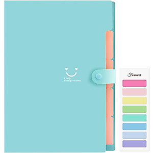 Forvencer Expanding File Folder, Cute Folder for Important Documents 5 Pocket Folder Organizer with Labels Accordion Folder Letter Size Paper Organizer Folder Portable Aesthetic Folders for School