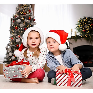 Cuitpan White Christmas Wrapping Paper Bundle for Kids Adults - Reindeer, Stripes, Woodlands, Snowflake, Red Truck Winter Scene Designs - 28 x 40 Inches, 6 Jumbo Sheets, Recycled