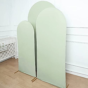 Efavormart Set of 3 | Matte Sage Green Spandex Fitted Wedding Arch Covers for Round Top Chiara Backdrop Stands - 5ft, 6ft, 7ft