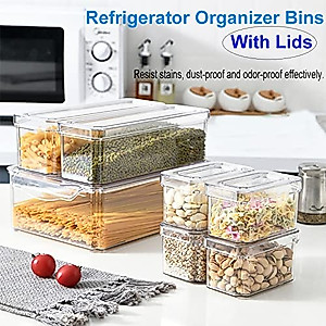 Yipaga Refrigerator Organizer Bins with Lids-10PCS BPA Free Fridge Organizer, Stackable Clear Plastic Storage Bins for Fridge, Freezer, Kitchen Cabinet, Pantry Organization and Storage