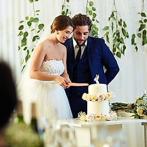 J&A Homes Rose Gold Wedding Cake Knife Server Set and Toasting Flutes - Reception Bride Groom Wedding Party Champagne Glasses Pie Cake Cutting Engagement Gift